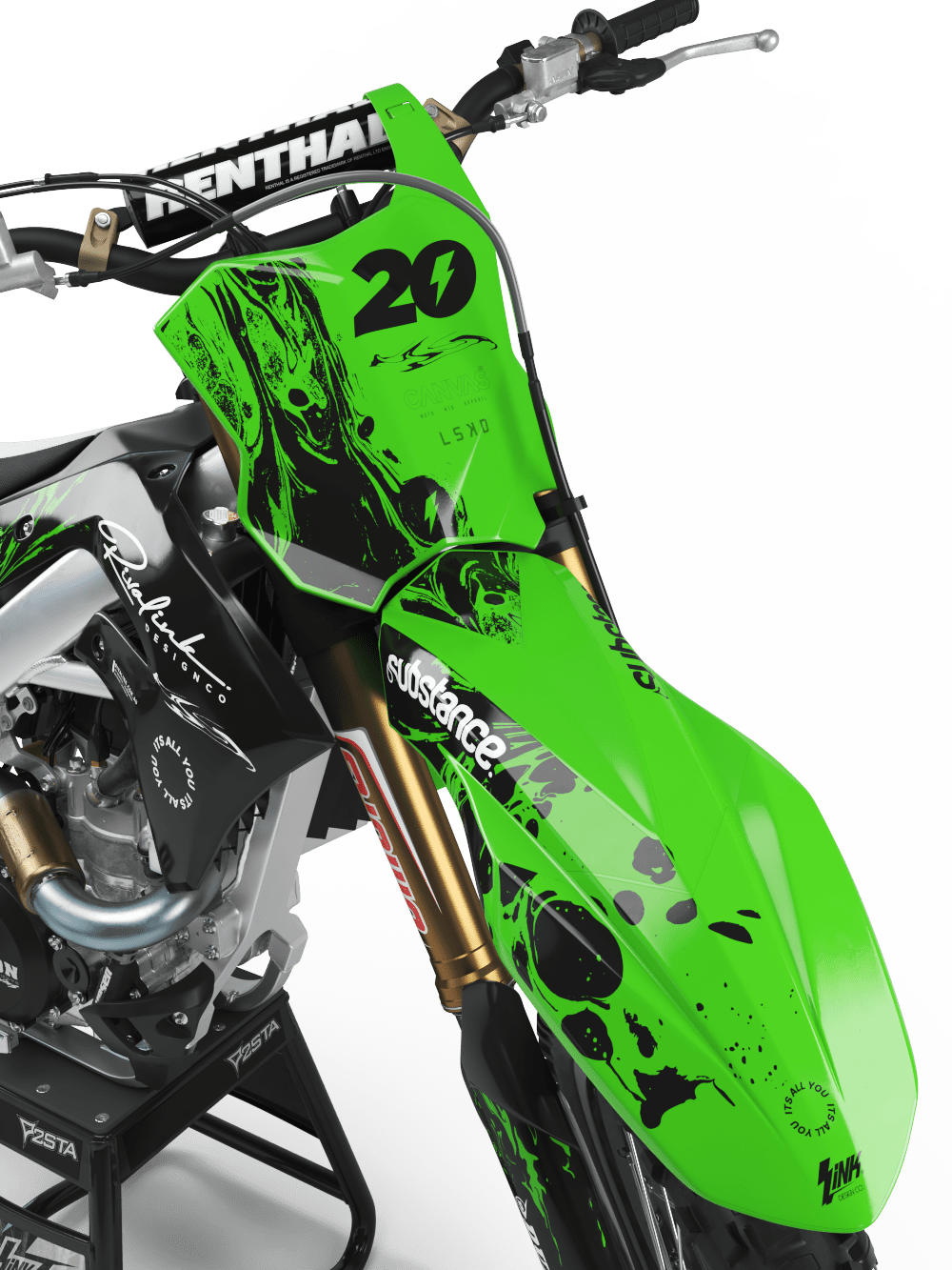 Kawasaki LIQUIDITY GREEN Graphics Kit – Rival Ink Design Co